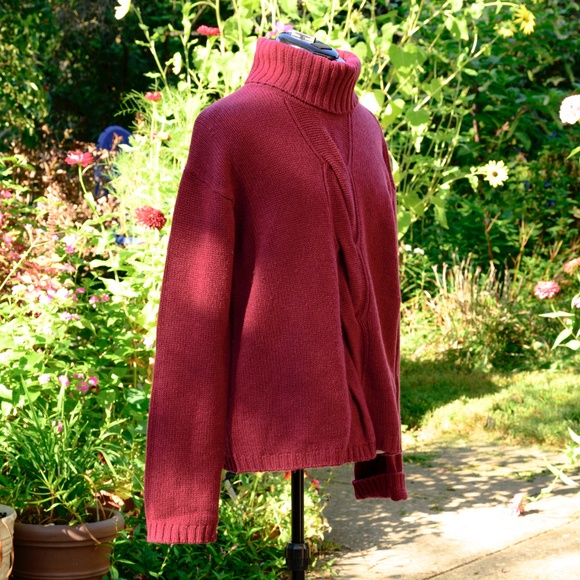 Garnet Hill | Sweaters | Garnet Hill Heavy Cashmere Maroon Braidfront ...